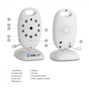 SUNLUXY - Monitor vigilabebes con pantalla de 2" y cámara CMOS con